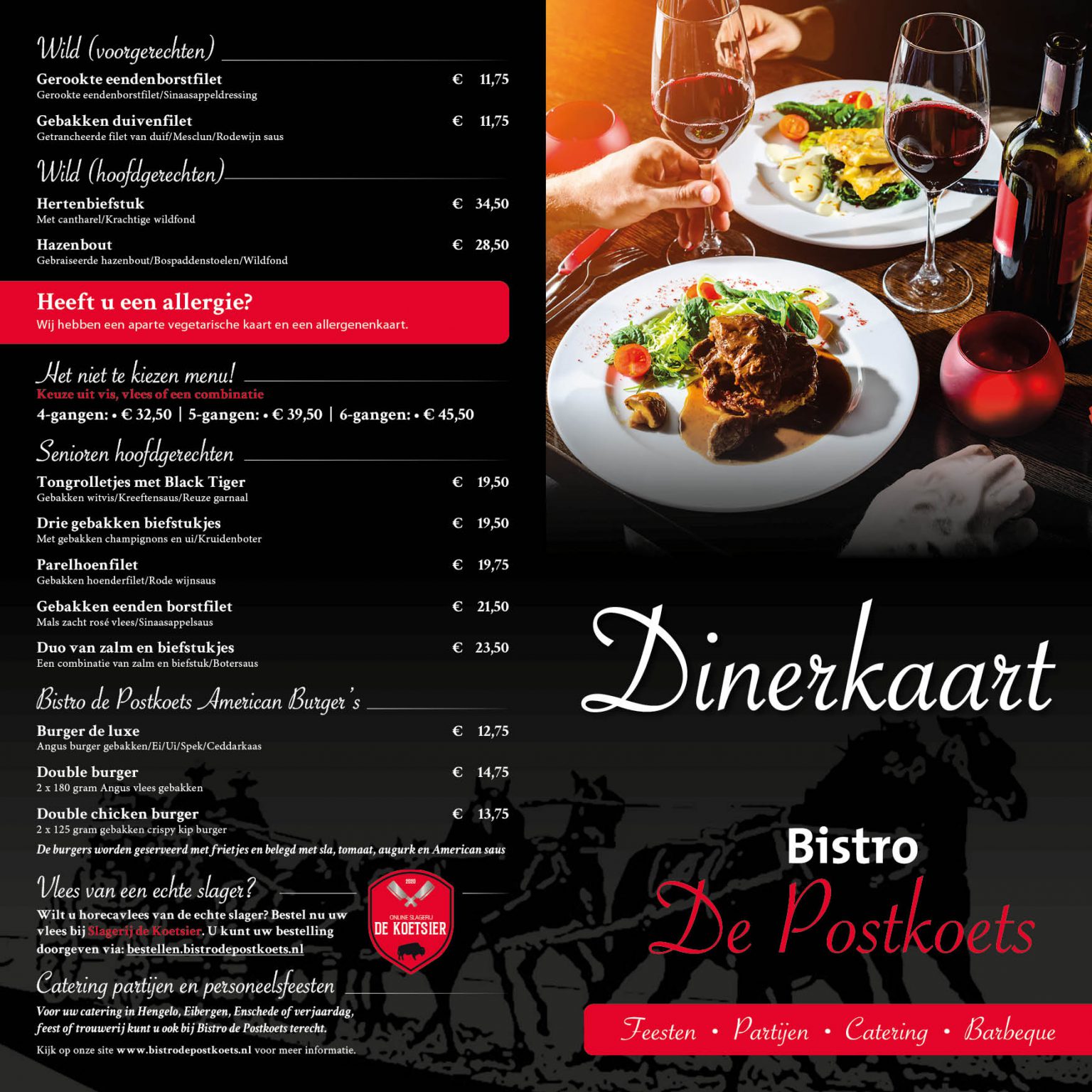 Dinerkaart - Restaurant Bistro De Postkoets