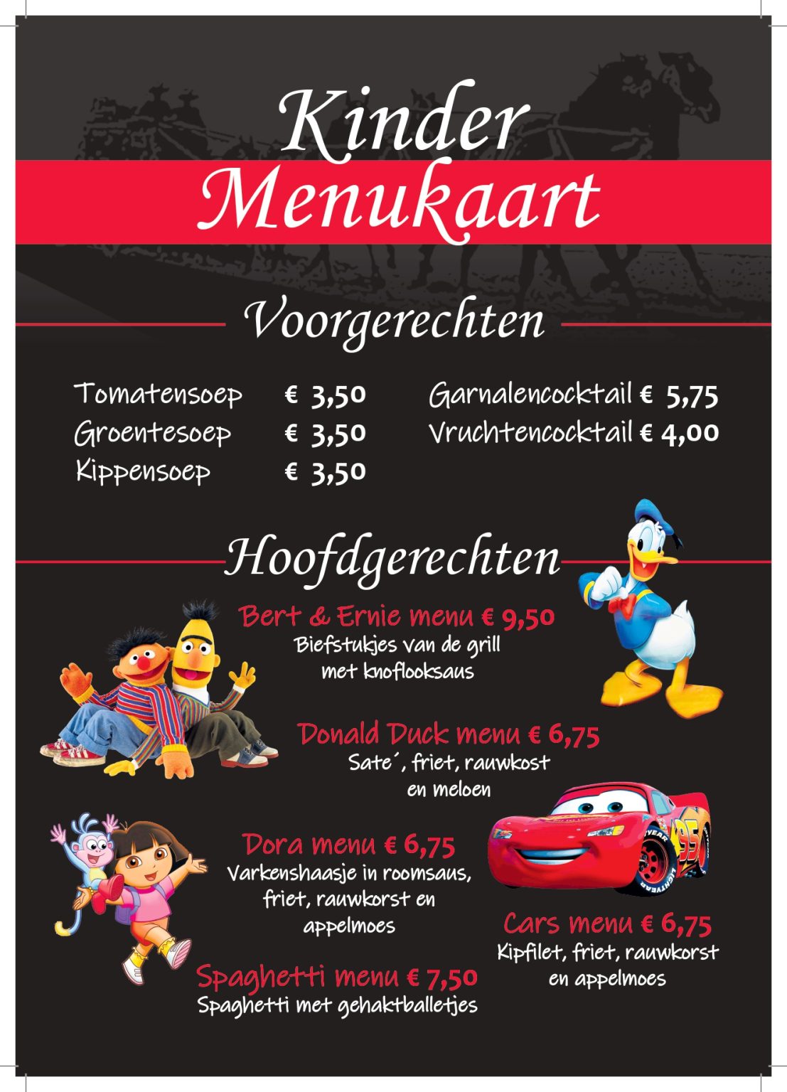 Kinder-menukaart - Restaurant Bistro De Postkoets